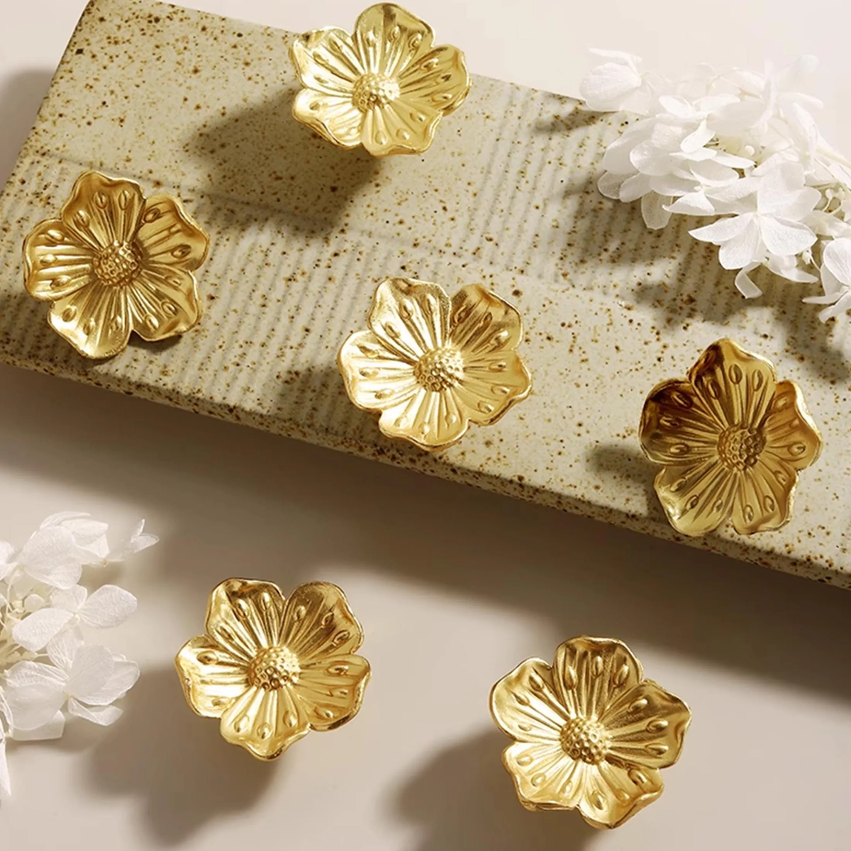 Gold Brass Flower Knobs Pulls And Handles Drawer Cabinet Dresser K 6807