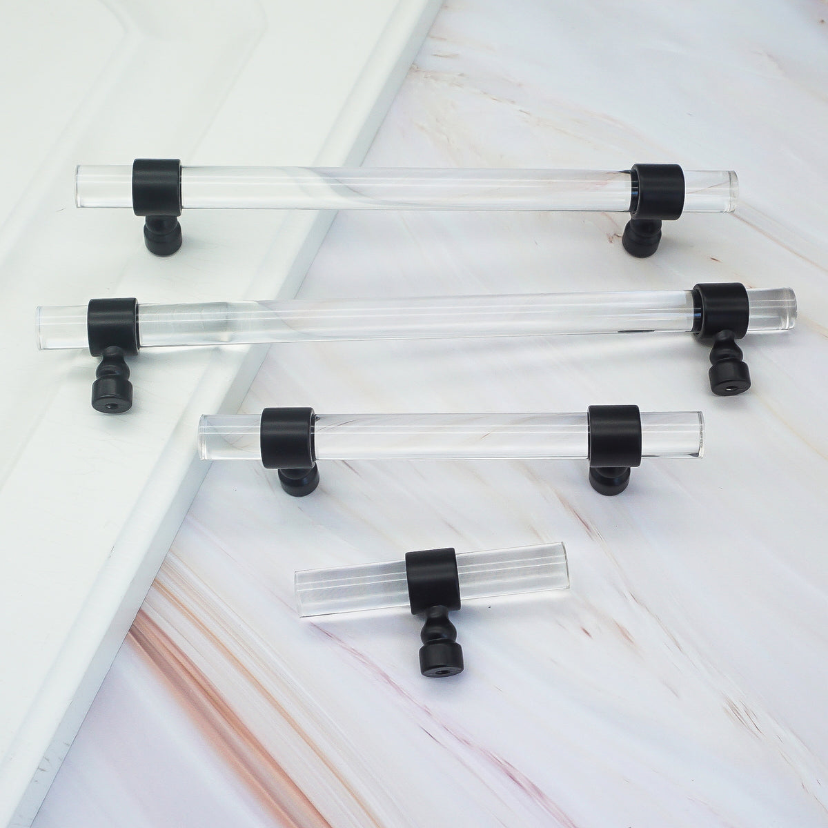 Custom Black & Clear Acrylic Cabinet Door Handles | Kitchen & Bathroom ...