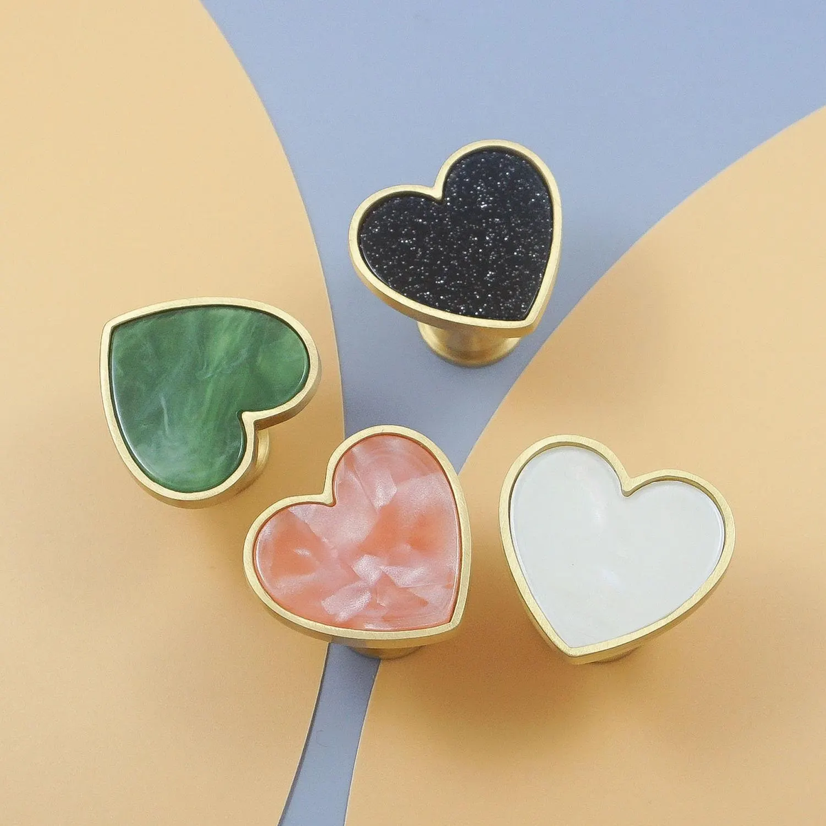 Heart Knobs | Acrylic & Brass Drawer Pulls, Dresser & Kitchen Cabinet ...